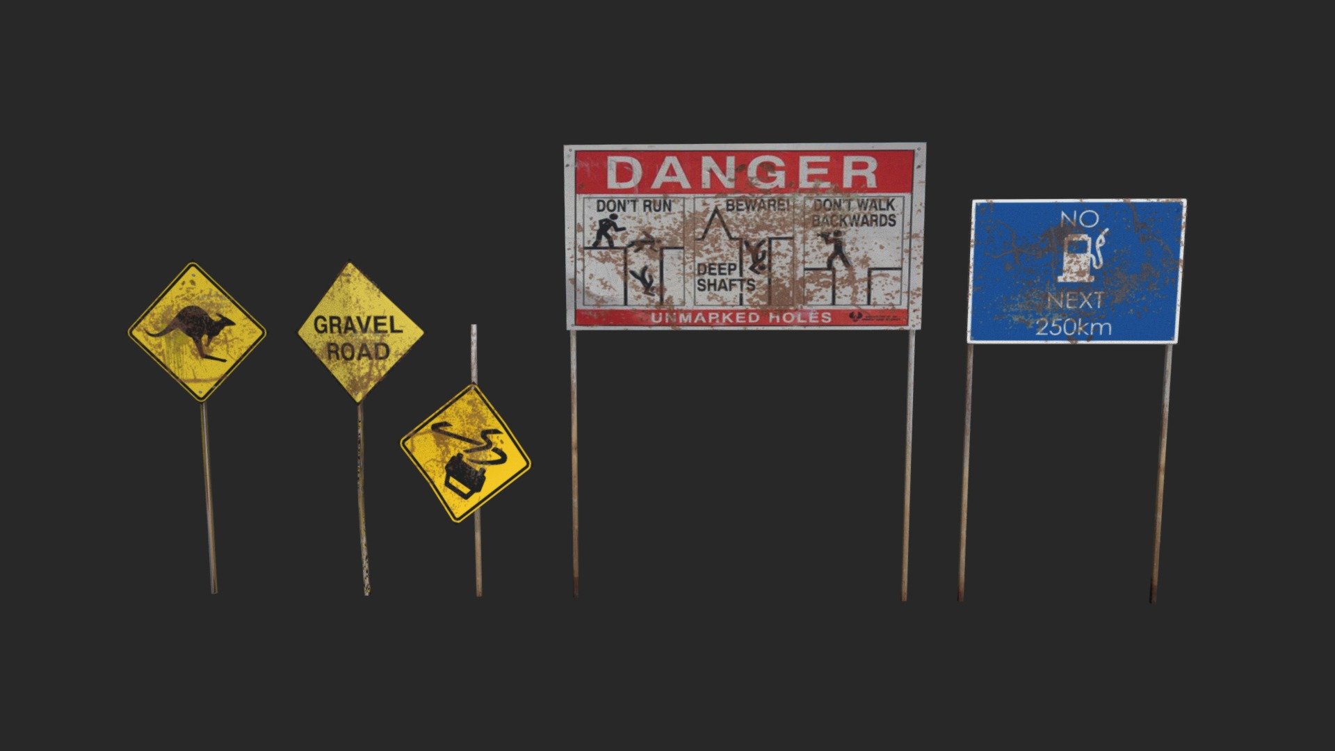 Junk Yard Petrol Station: Outback Road Signs - 3D model by jessbramwell ...