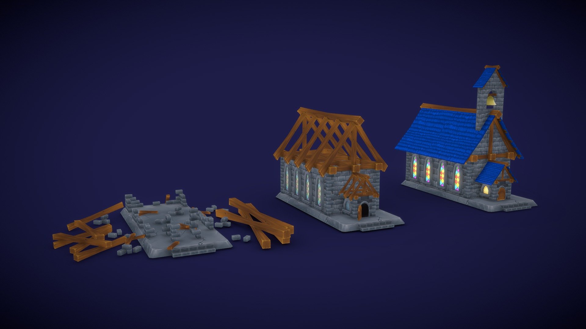 Fantasy RTS Church Building Stages - 3D model by Andrew Parker ...