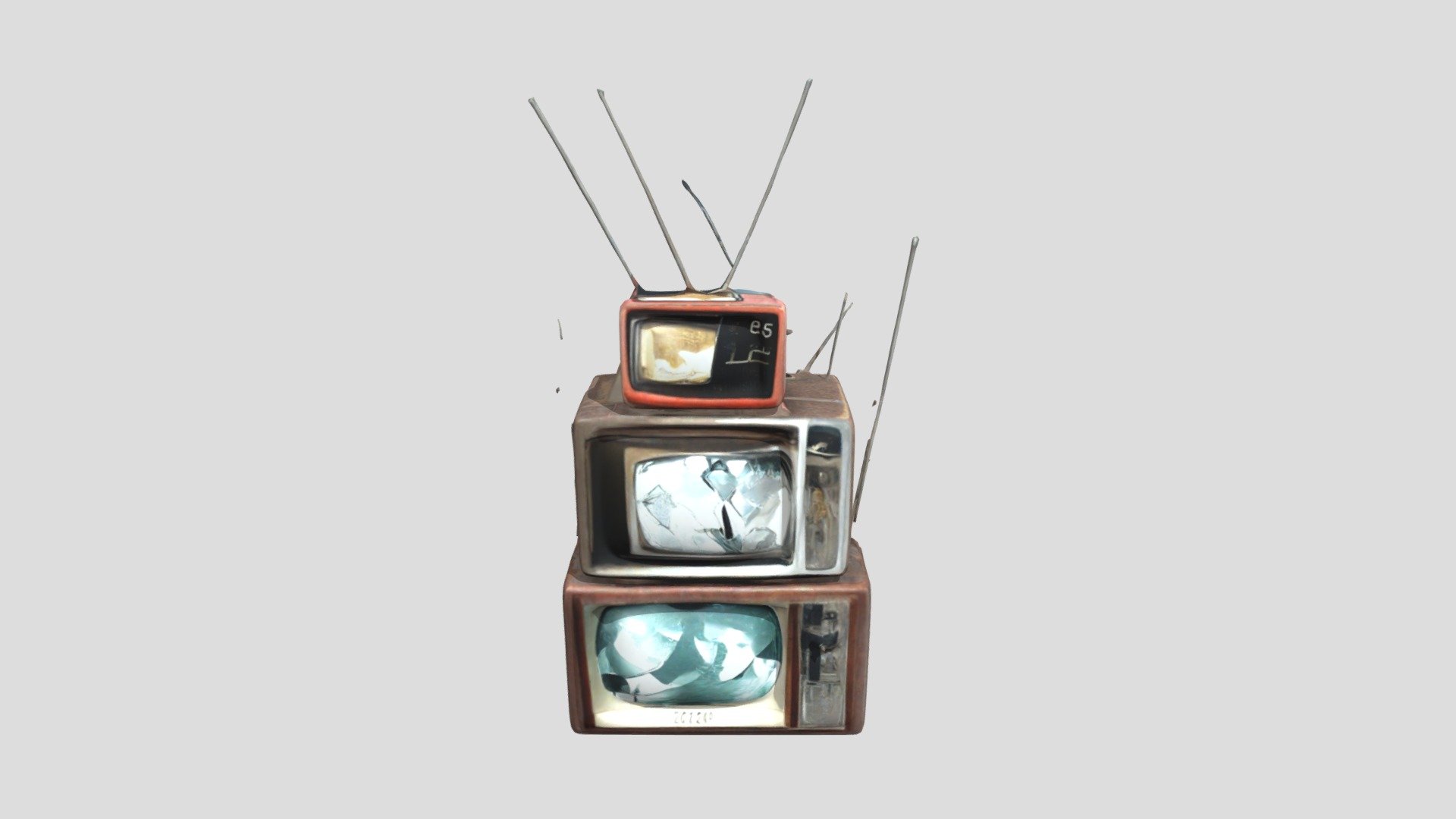 Artistic Installation | Vintage TVs Stacked - 3D model by Emre Guney ...