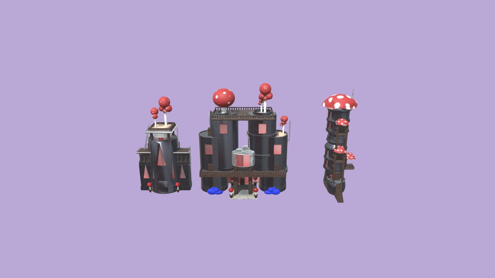 Futuristic Mushroom houses - 3D model by KaraAnneMarieOrr [fecbfcc ...