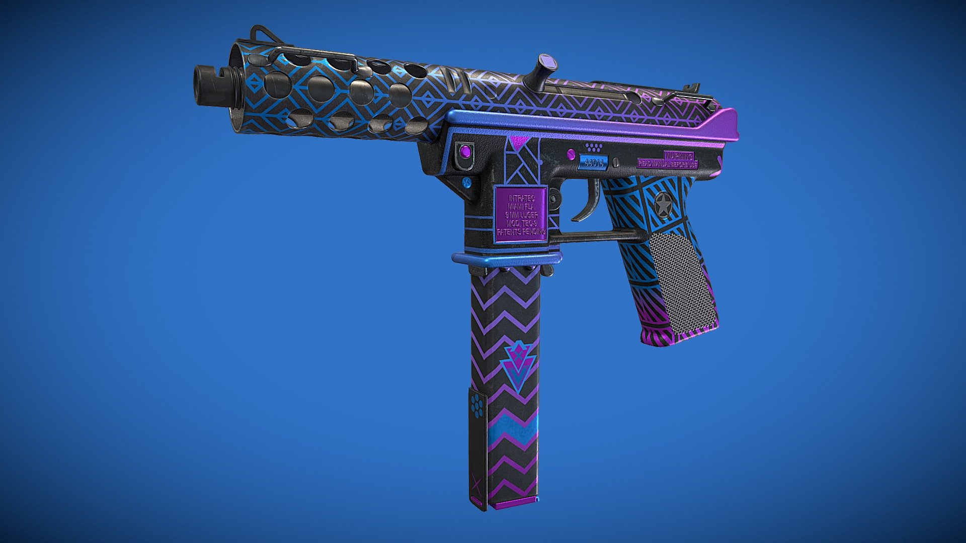 TEC-9 | Neon Mirage - 3D model by Andrew Kmet (@andrewkmet) [fed9df6] - Sketchfab