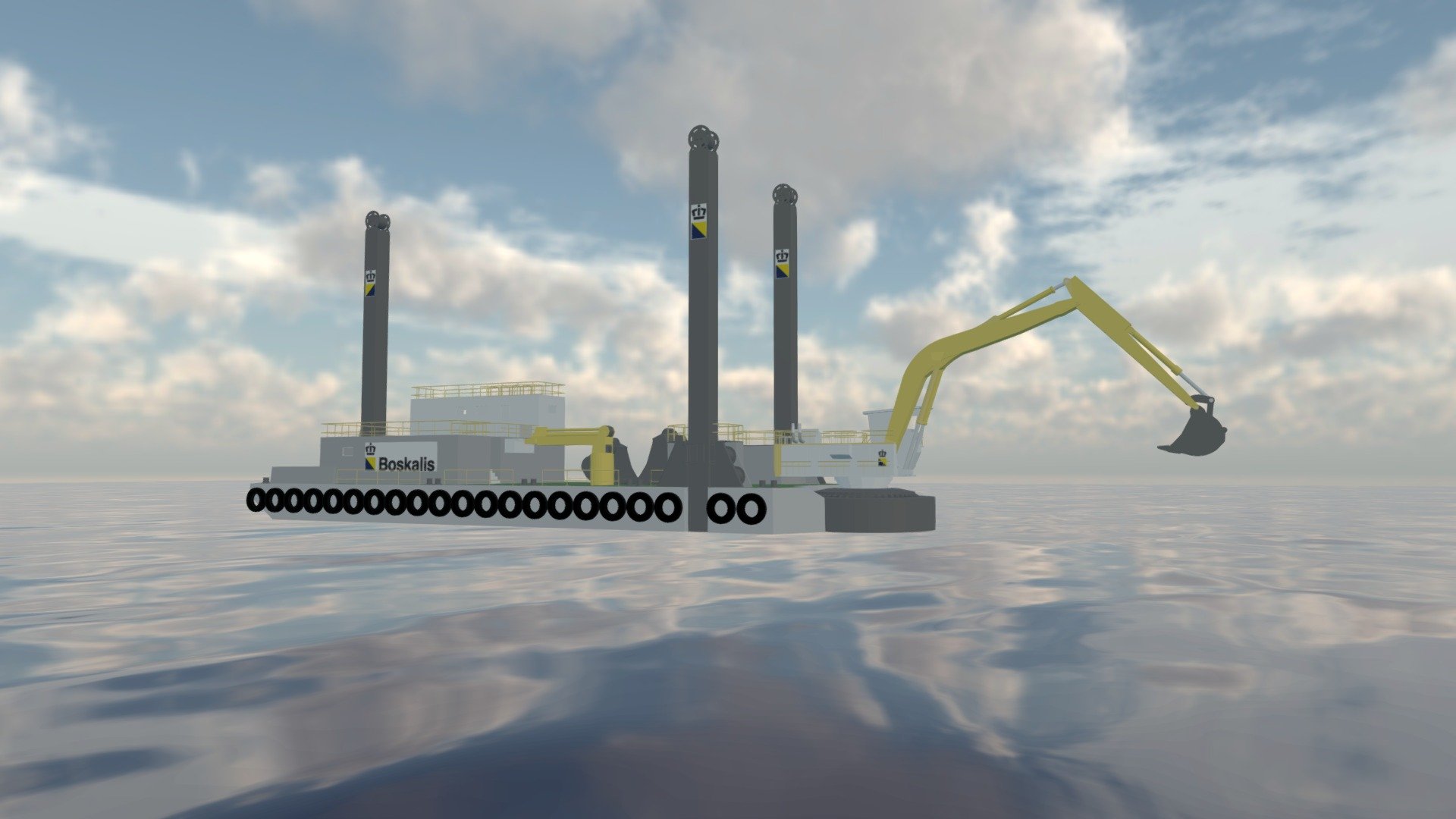 Boskalis Backhoe Dredger - 3D model by Boskalis [feec40c] - Sketchfab