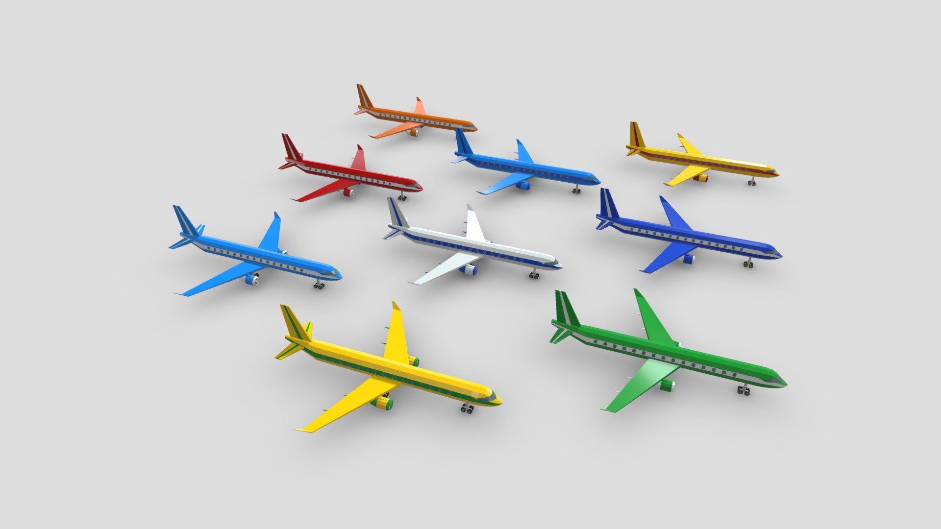 Plane - 9 colors - Low-poly - Buy Royalty Free 3D model by Venus9 ...