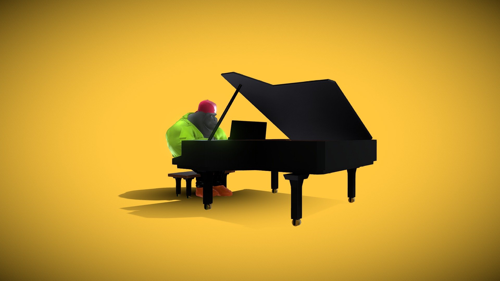 Gorilla playing piano - 3D model by VertaScan [fef3b84] - Sketchfab