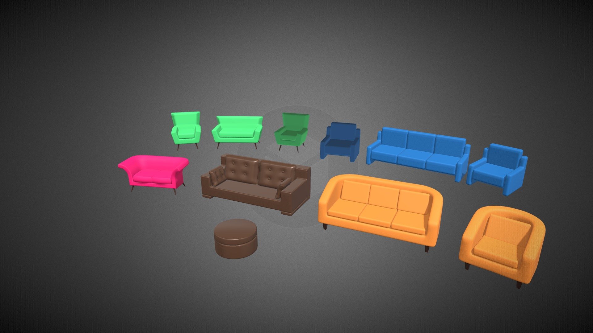 Home Sofa Furniture Cartoon Simple Style - 3D model by Vitamin ...