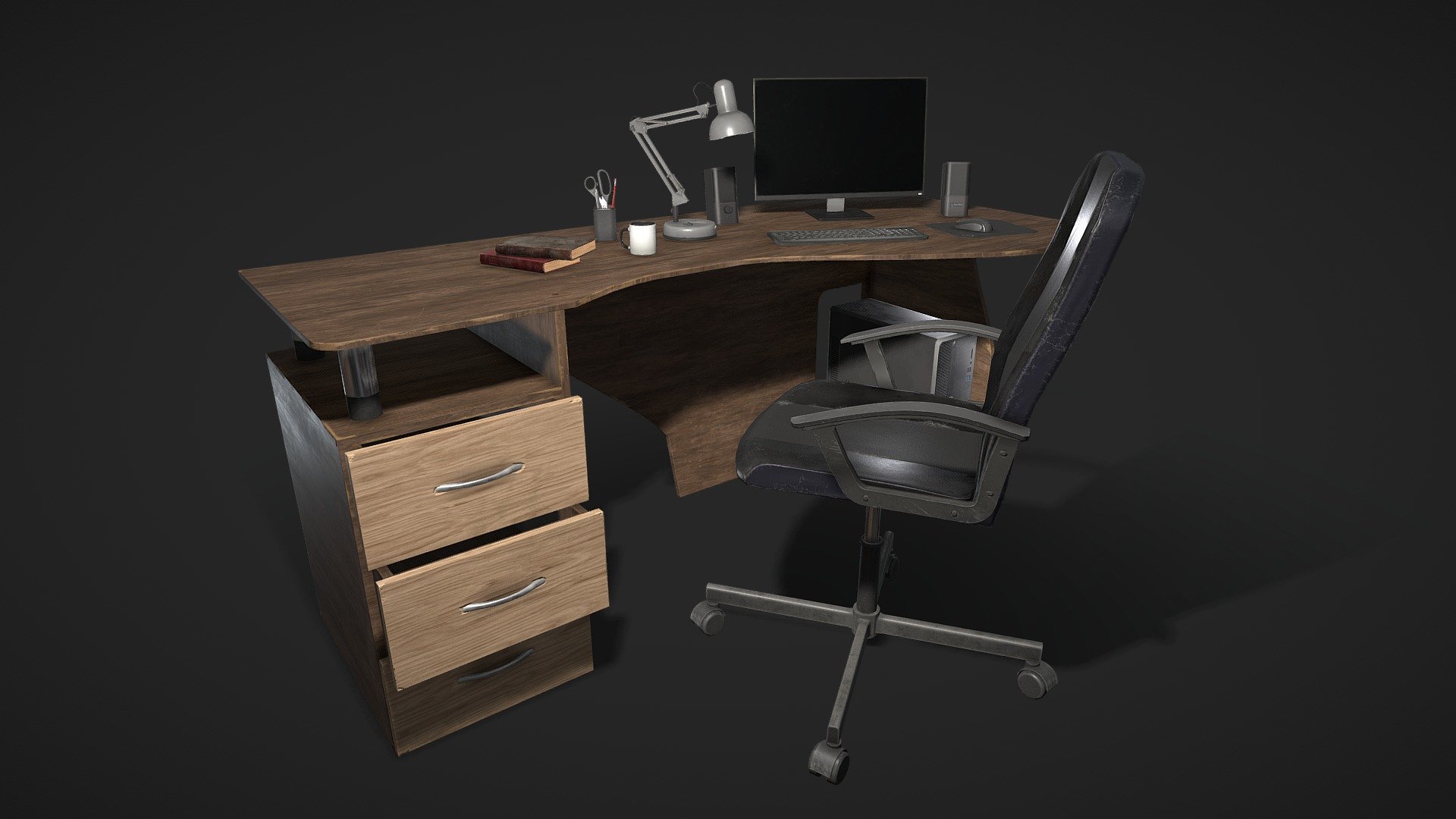 Computer Desk - Download Free 3D model by CR!STALLL (@CR1STALLL ...