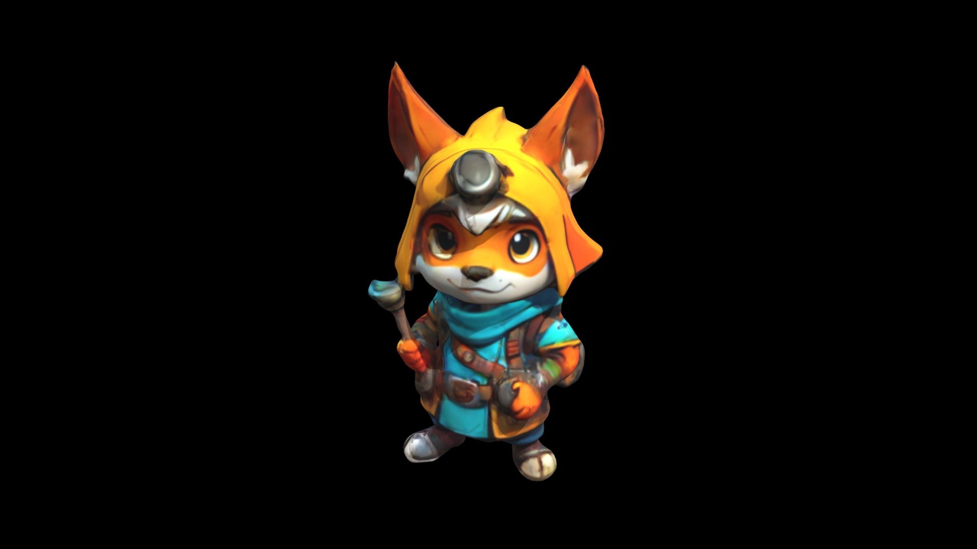 a cartoon drawing of a fox holding a torch - Download Free 3D model by ...