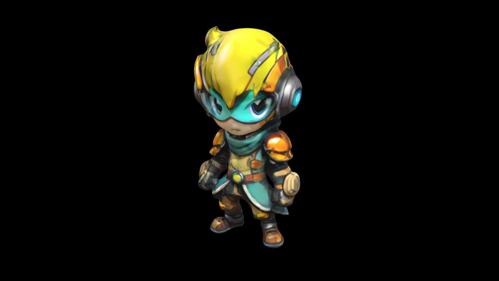 a cartoon character wearing a mask and headph - Download Free 3D model ...