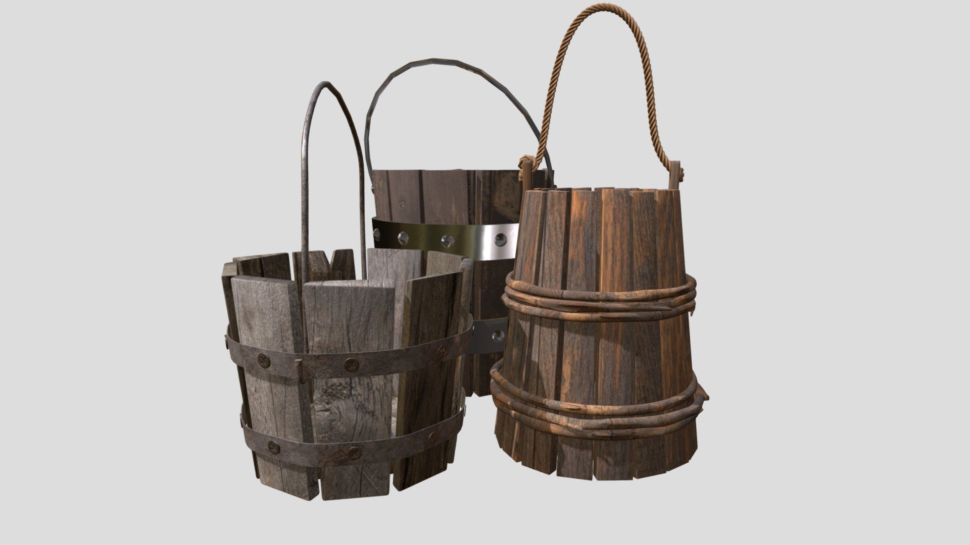 Wooden Buckets - Buy Royalty Free 3D model by Fridge (@youssefdarwish01 ...