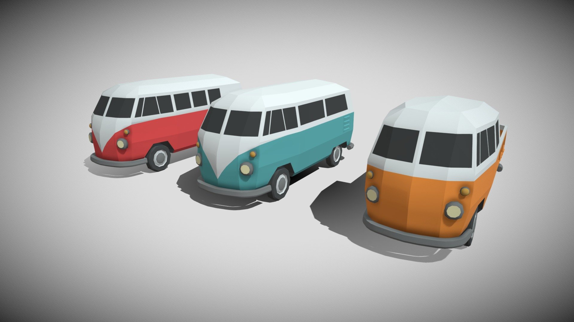 Low poly VW T2 vans - Buy Royalty Free 3D model by scailman [ff5ea49 ...