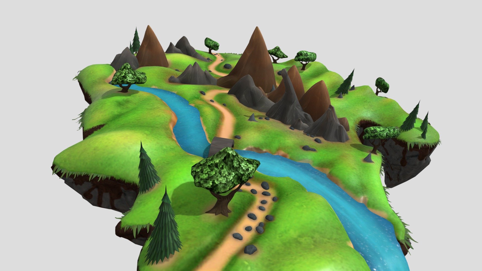 Whimsical Cartoon Space Land 3D Model - Download Free 3D model by Skill ...