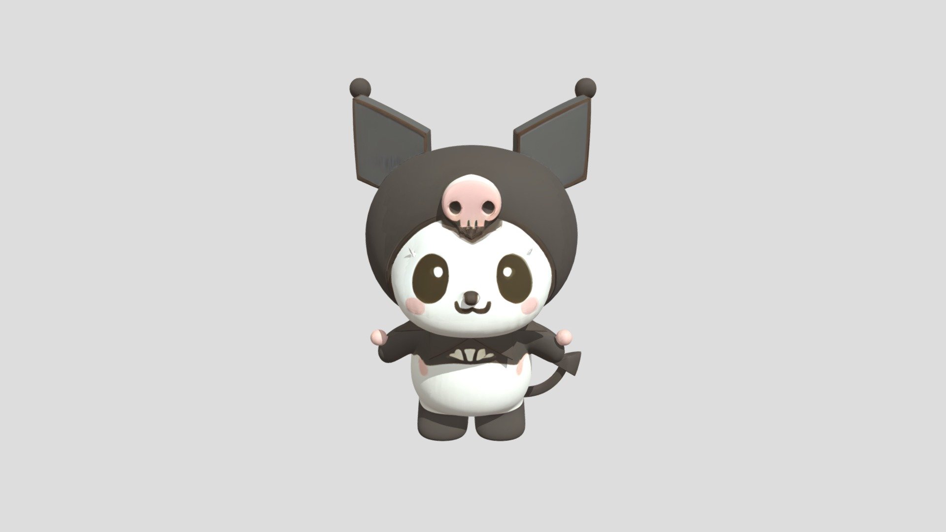 cartoon panda-like character with jester hat - Download Free 3D model ...