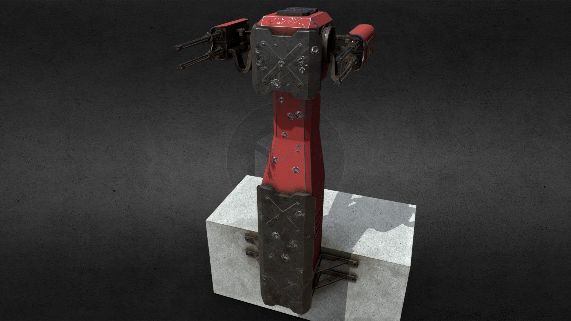 Turret on the wall-LowPory-4K-Material test - 3D model by chiwei ...