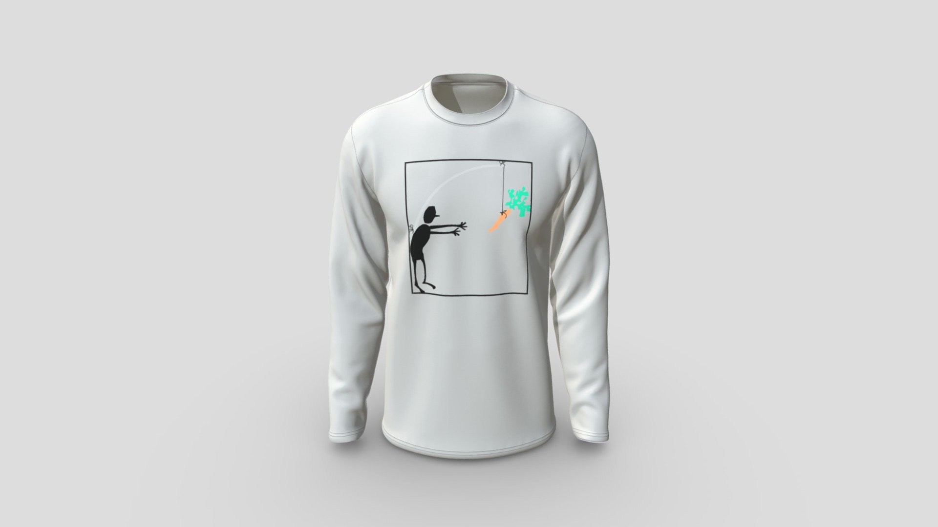 Printed Long Sleeve Tee - Buy Royalty Free 3D model by Apparel-Fashion ...