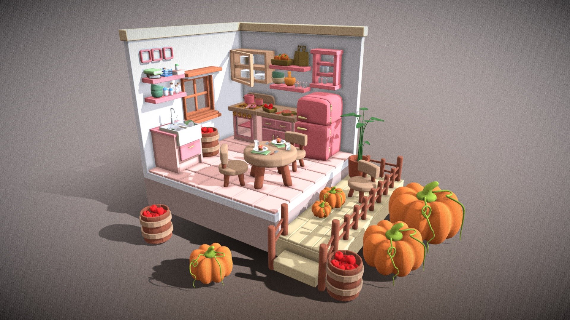 Pursuit of style: a stylized kitchen - Download Free 3D model by bohdan ...
