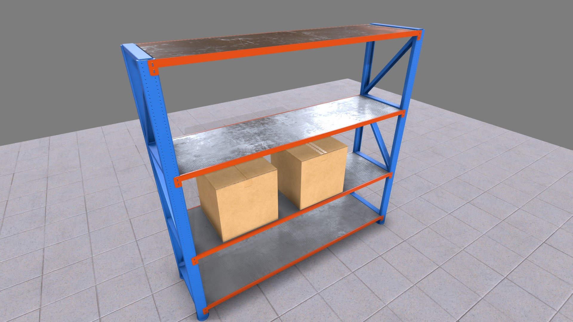 WareHouse Shelving Unit + Boxes - Buy Royalty Free 3D model by ...