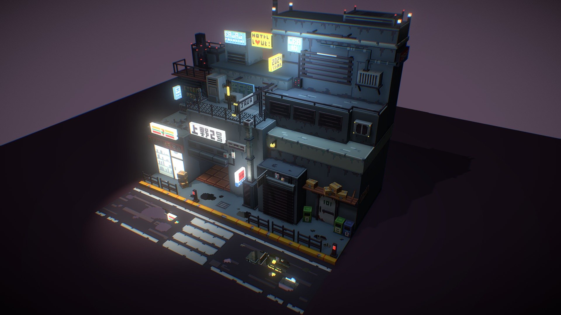 Stylized Cyberpunk - A Street in Tokyo - 3D model by Maks - Art ...
