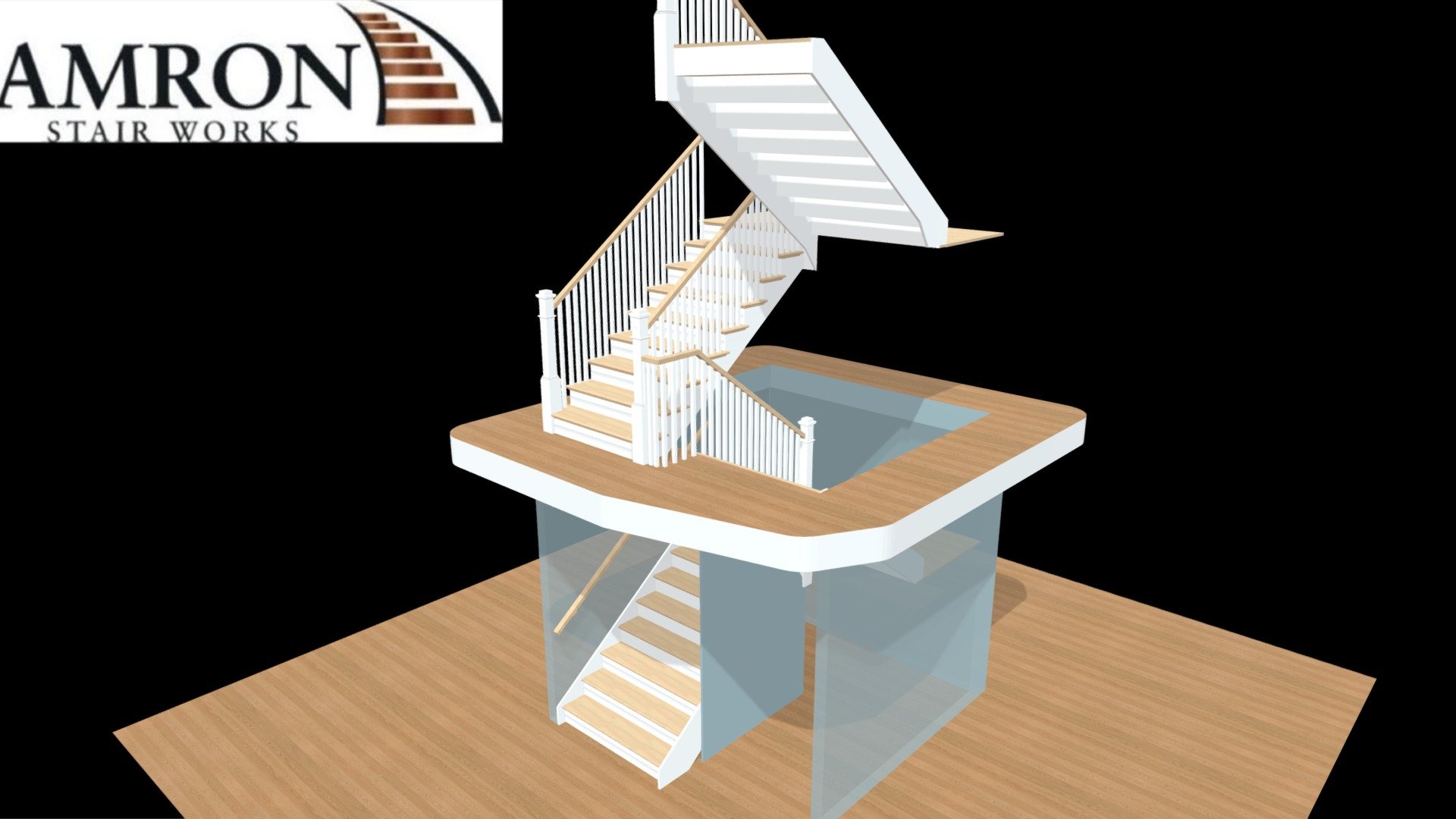 Stacked Basement Switchback Uppers - 3D model by AmronStairWorks ...