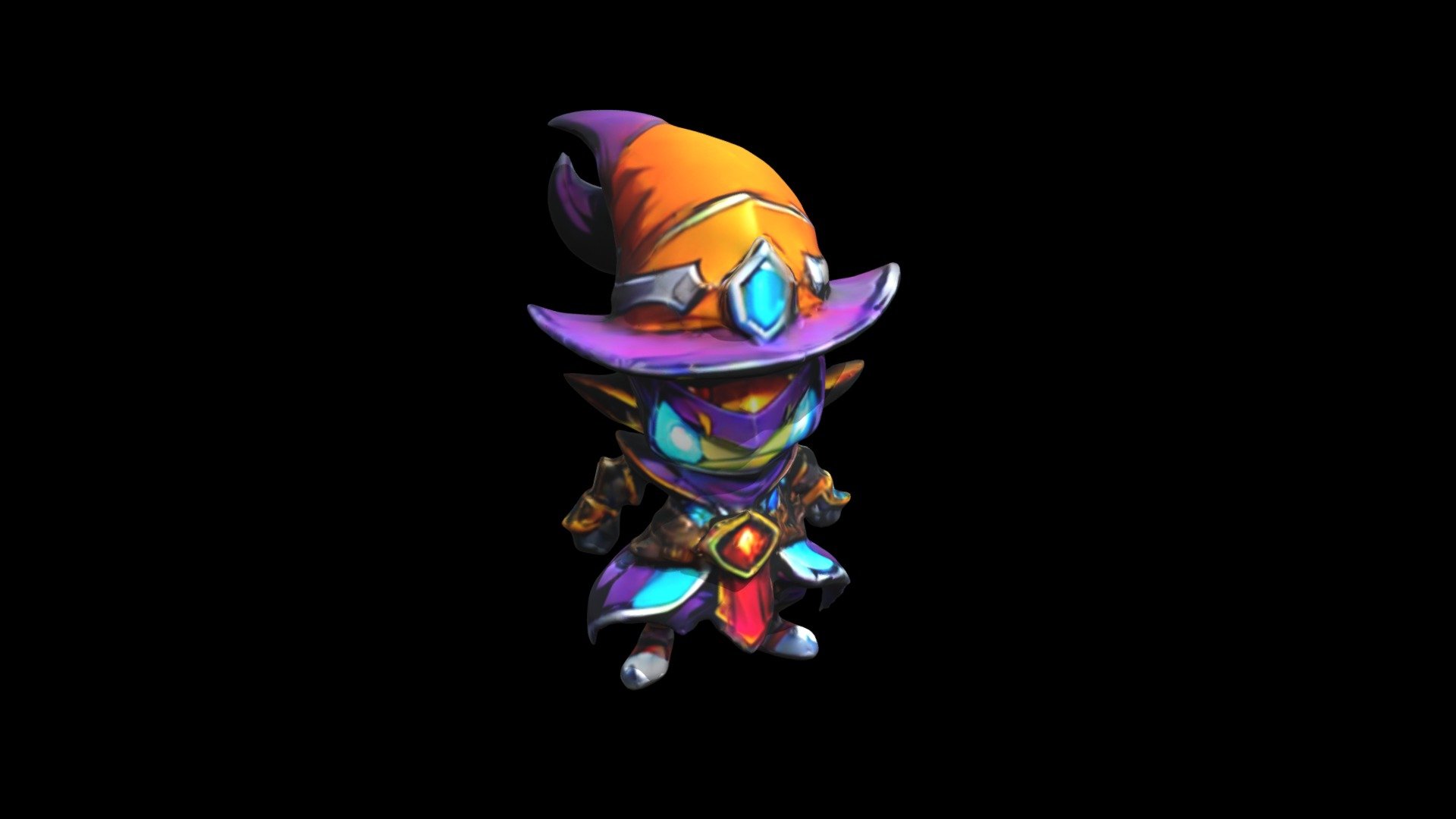 "Orange and purple wizard creature with glowing - Download Free 3D ...