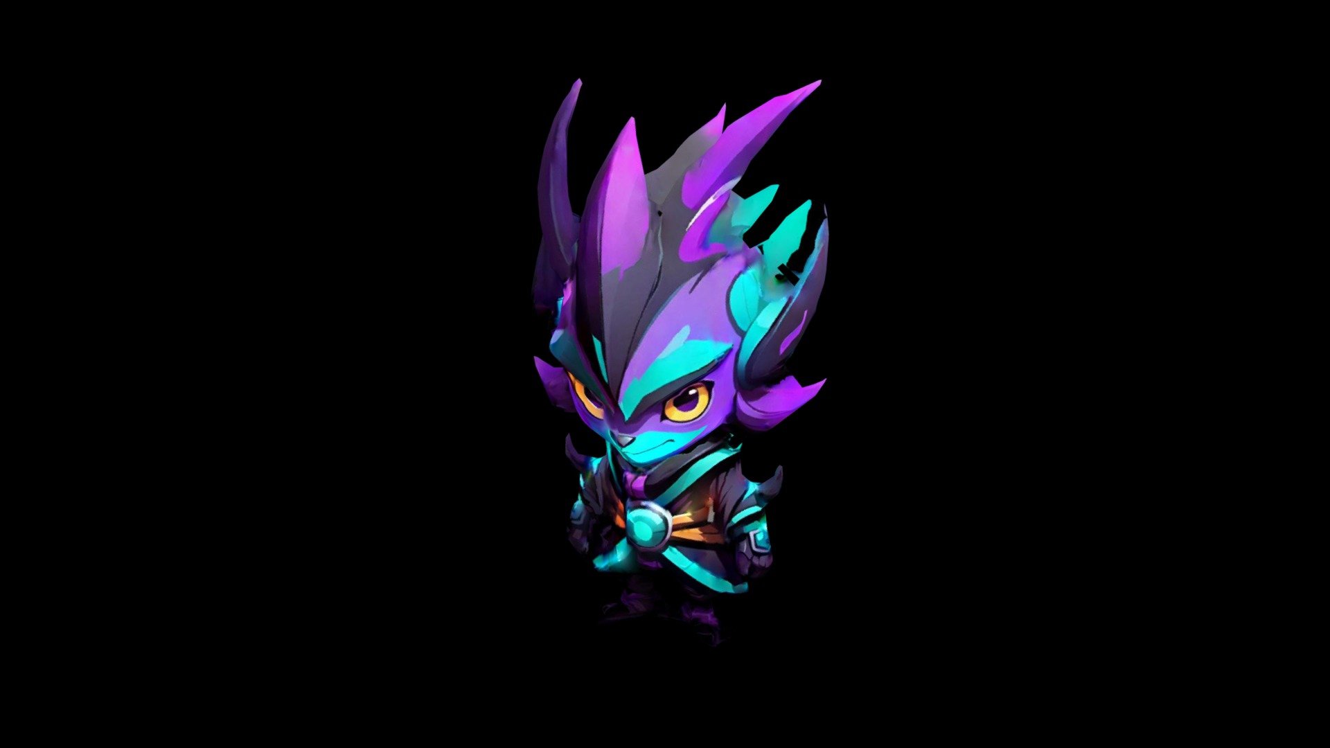 A chibi-style character with purple and blue col - Download Free 3D ...