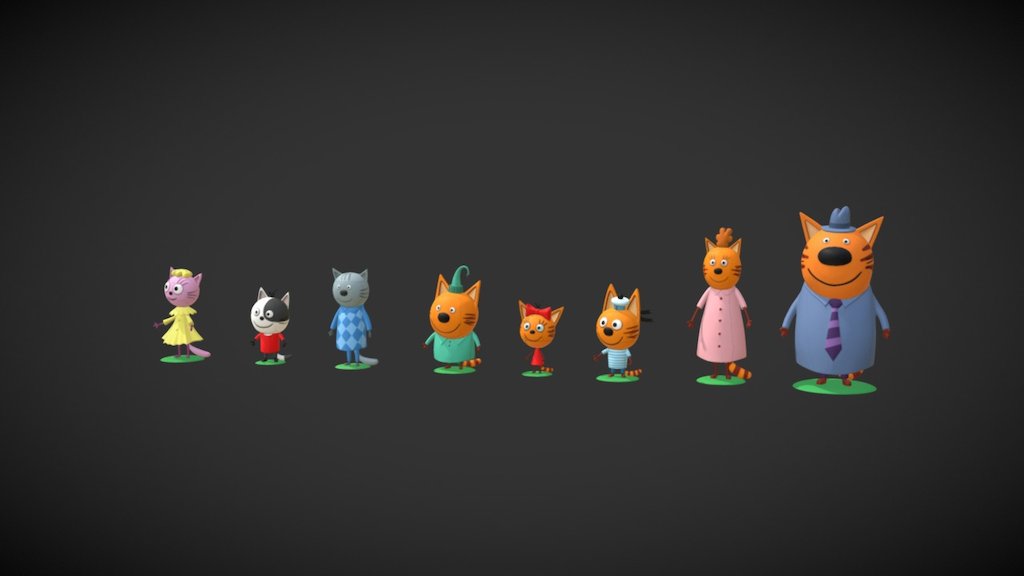3 кота ( Три Кота ) 3D модели - 3D model by zamorev4d [ffcfbc1] - Sketchfab