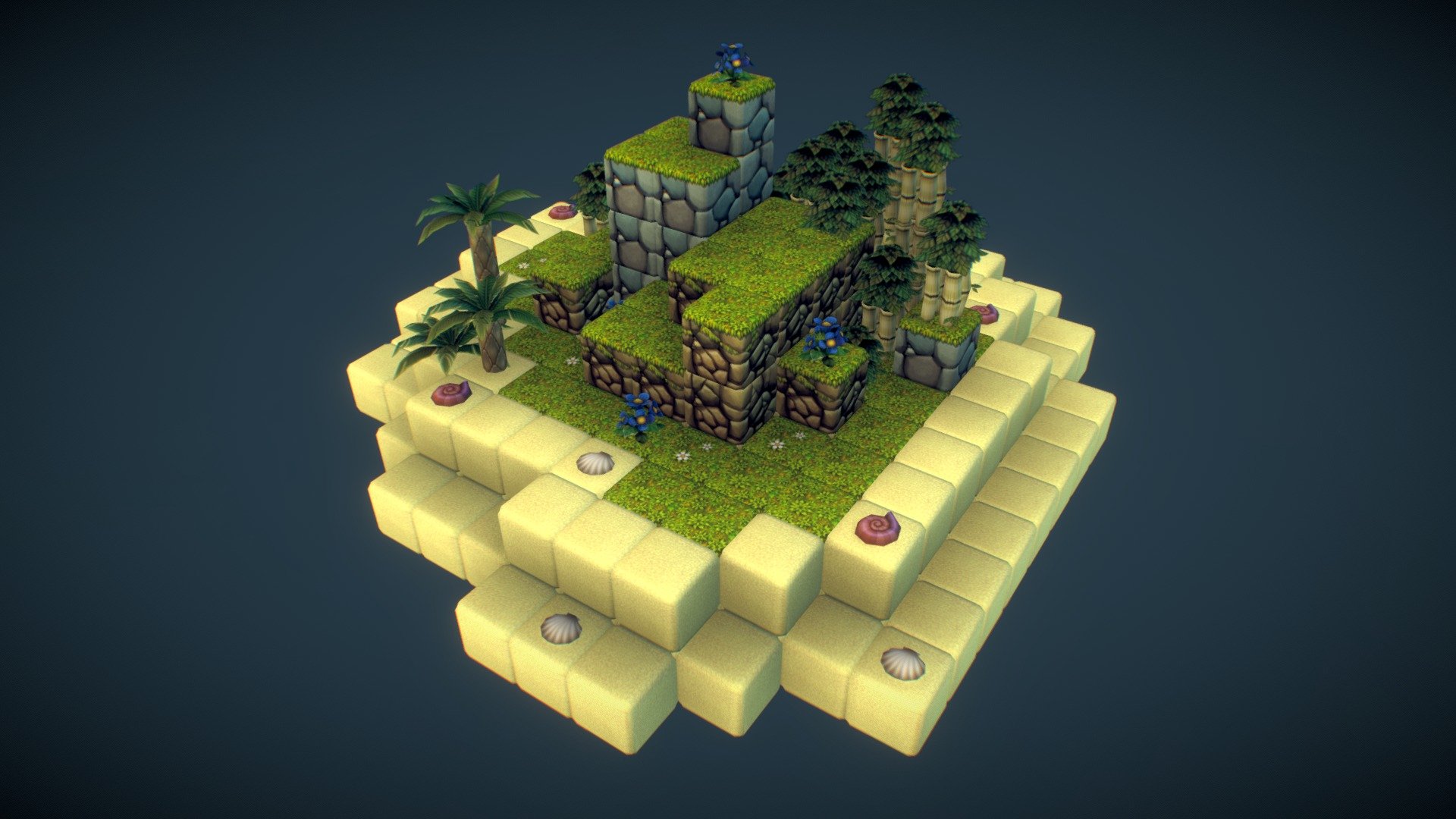 Cube World Hand Painted Old Set - Render Scene - 3D model by BitGem ...