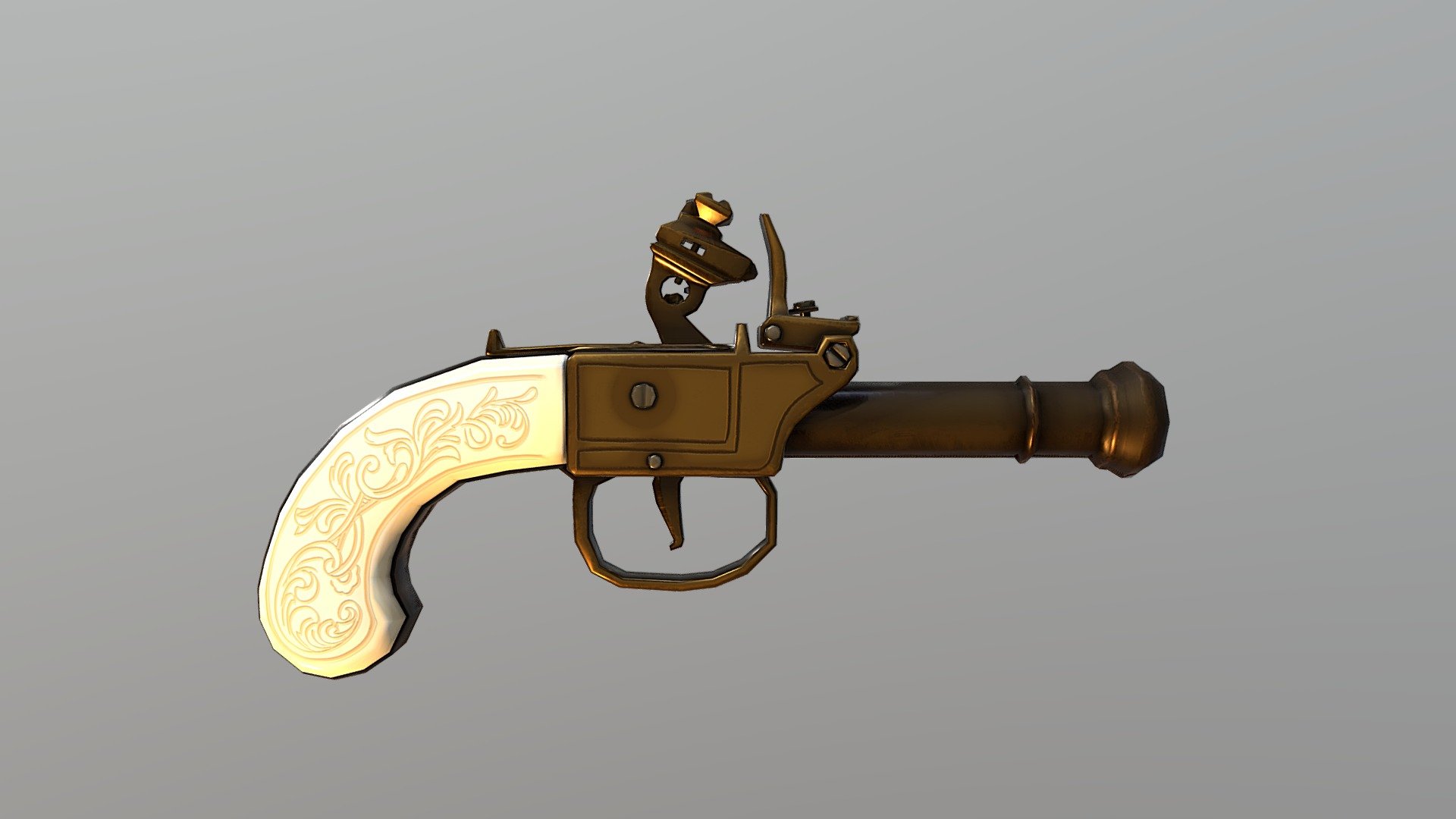 Golden Shot. Stylized Gun - 3D model by herart [ffdc47a] - Sketchfab