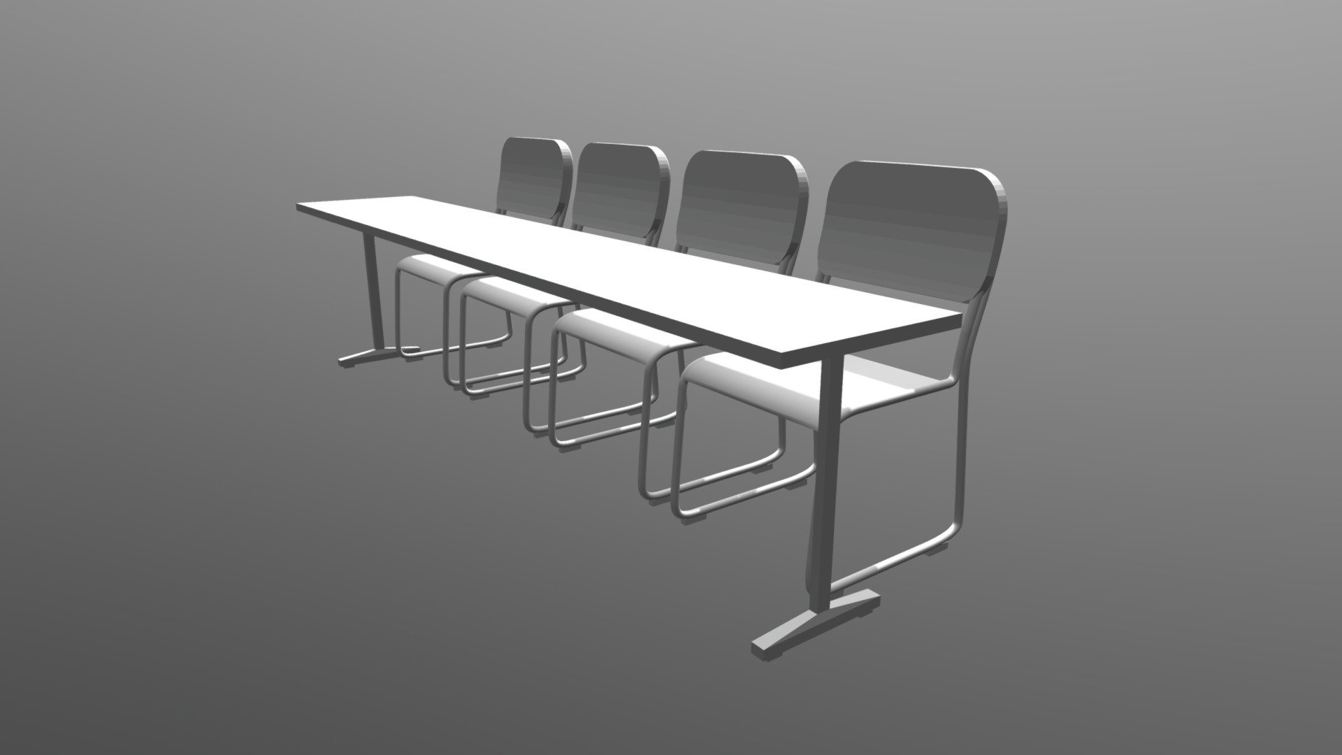 Long Table And Chairs (Low Poly) - Download Free 3D model by game ...