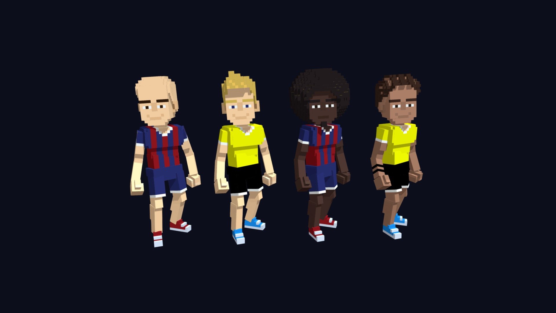 Football Players Pack - 3D Voxel Low Poly Models - 3D model by MrMGames ...