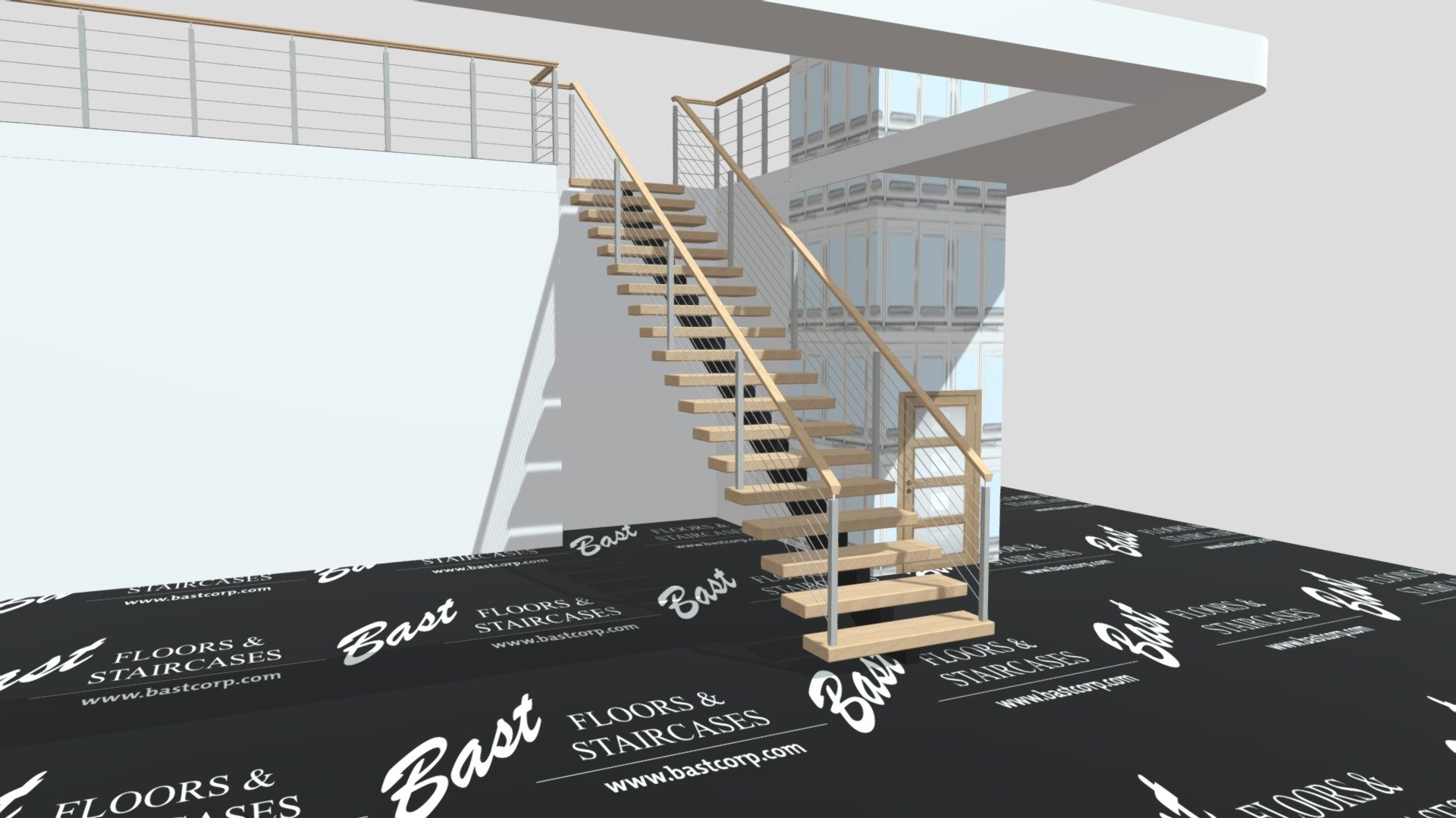 Box treads w/ mono stringer - 3D model by Bast floors and staircases ...