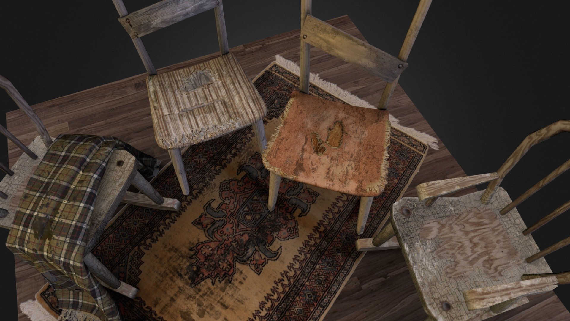 Old chairs set - 3D model by Cafenoir [i9XH60Y] - Sketchfab