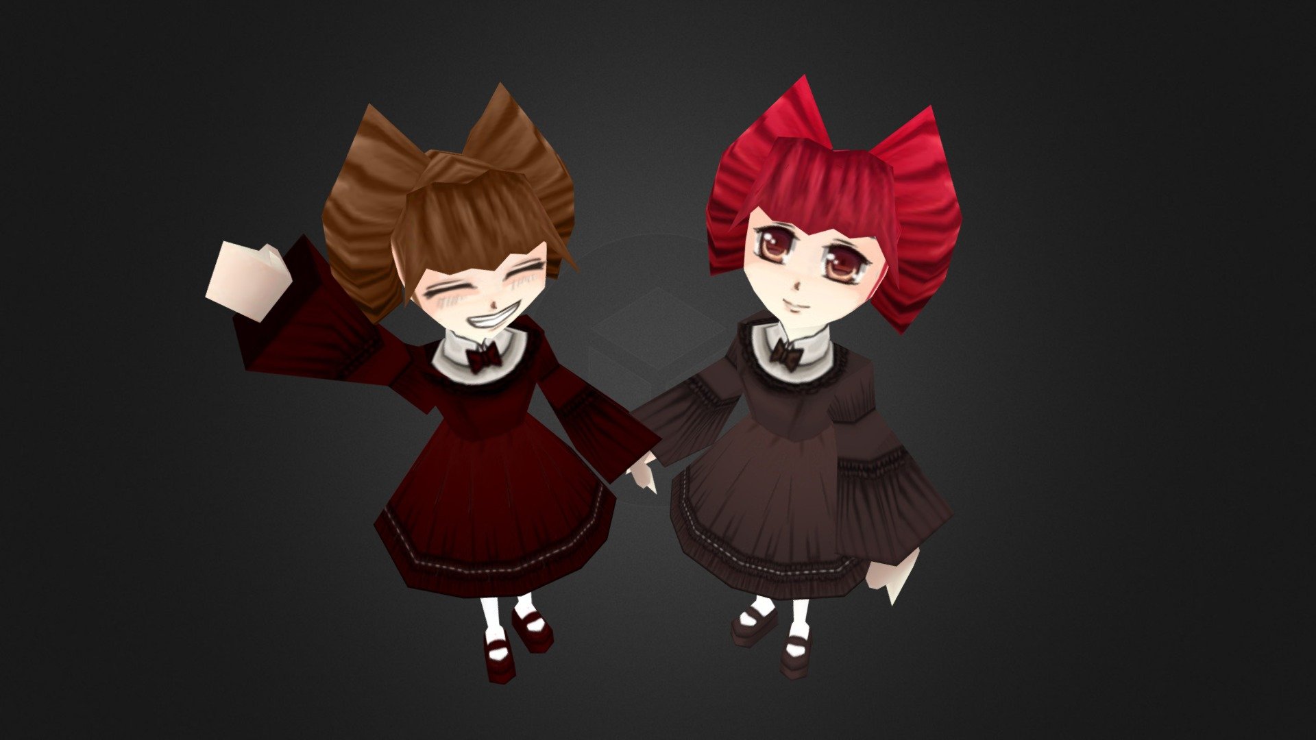 Two Low Poly Girls - 3D model by amion [kg6ZNsb] - Sketchfab